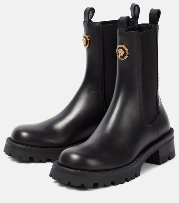 Versace Medusa Leather Chelsea Boots