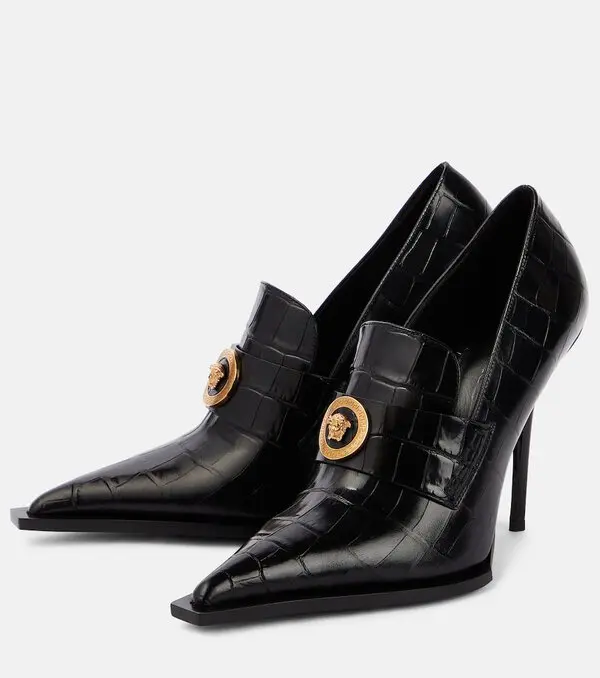 Versace Croc-effect Patent Leather Pumps