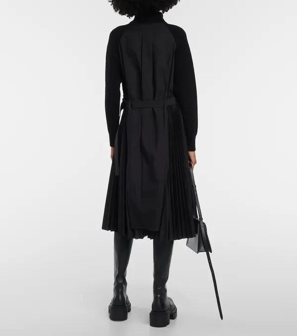 Sacai Turtleneck Midi Dress - Black