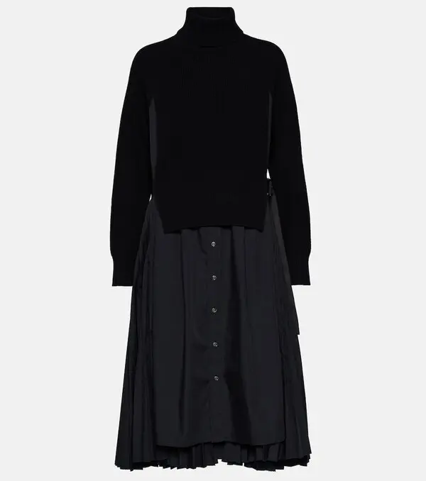 Sacai Turtleneck Midi Dress - Black