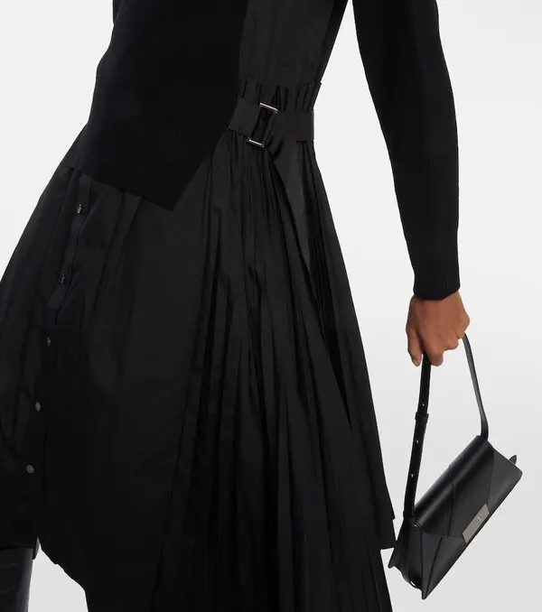 Sacai Turtleneck Midi Dress - Black