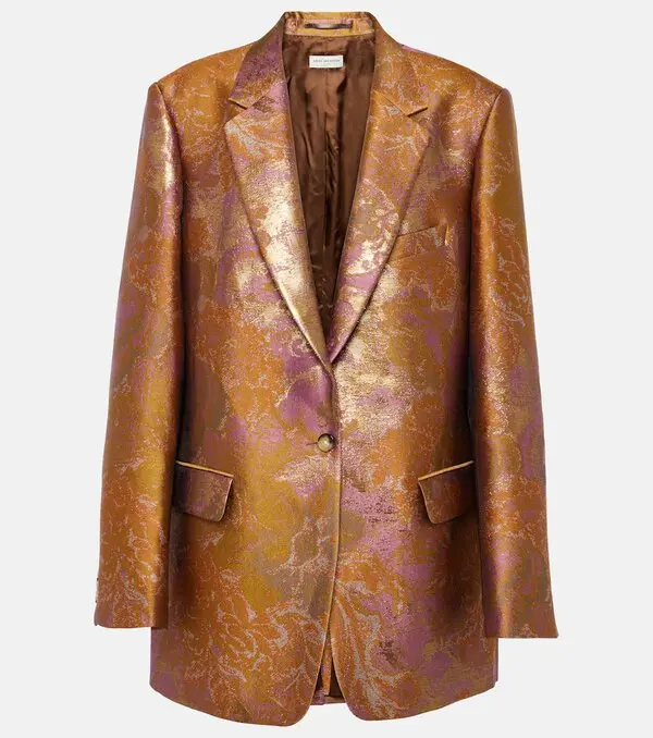 Dries Van Noten Printed Metallic Blazer
