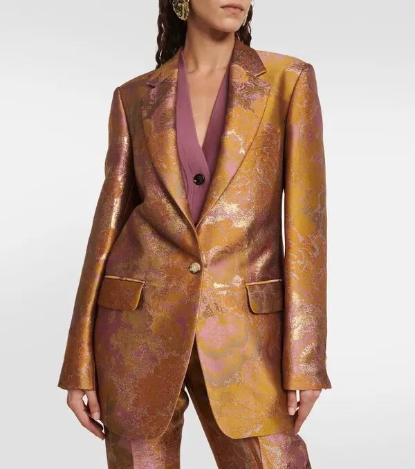 Dries Van Noten Printed Metallic Blazer