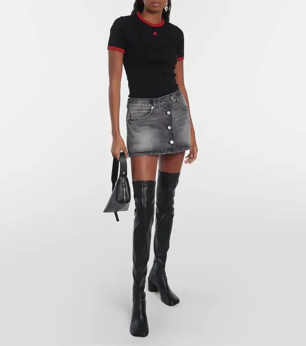 COURREGES Courrèges Stonewashed Denim Mini Skirt - Grey