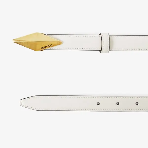 JIMMY CHOO Diamond Clasp Latte Leather Belt - Neutral