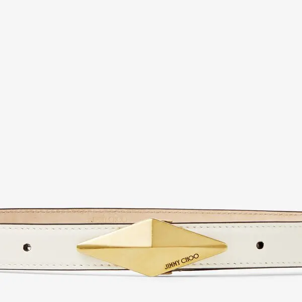 JIMMY CHOO Diamond Clasp Latte Leather Belt - Neutral