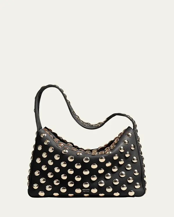 Khaite Elena Studded Leather Shoulder Bag - Black