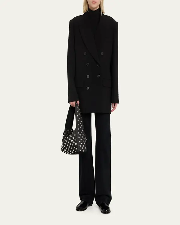 Khaite Elena Studded Leather Shoulder Bag - Black