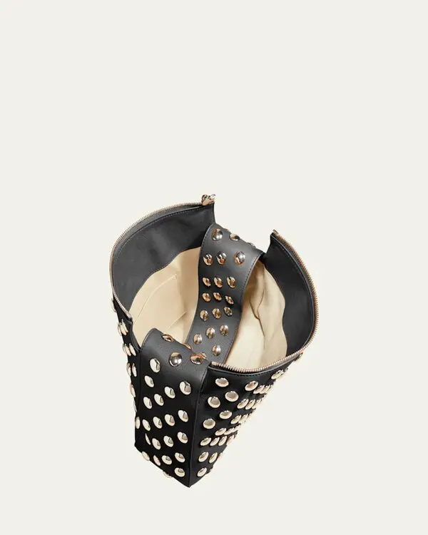 Khaite Elena Studded Leather Shoulder Bag - Black