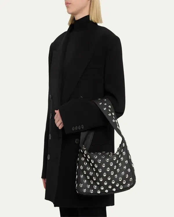 Khaite Elena Studded Leather Shoulder Bag - Black