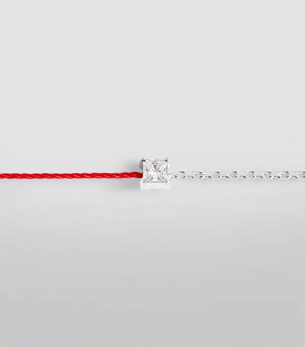 REDLINE White Gold Royal String Bracelet - Red