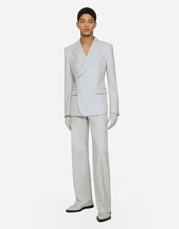 Dolce & Gabbana Stretch Wool Twill Straight Leg Trousers
