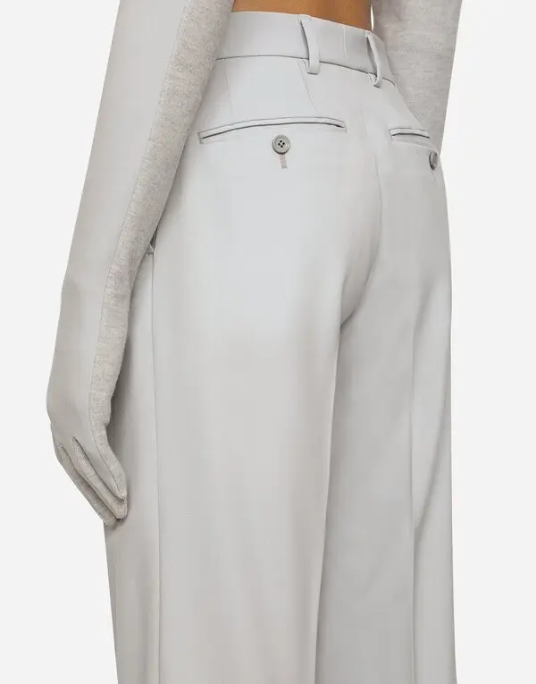 Dolce & Gabbana Stretch Wool Twill Straight Leg Trousers