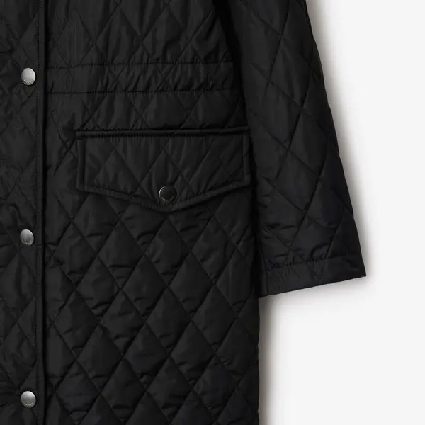 Burberry Quilted Nylon Hooded Coat - Black