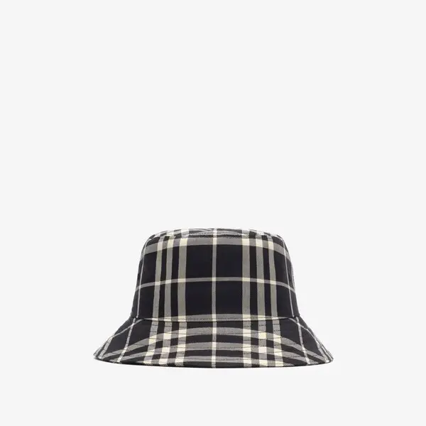 Burberry Check Cotton Bucket Hat - Black/calico Beige