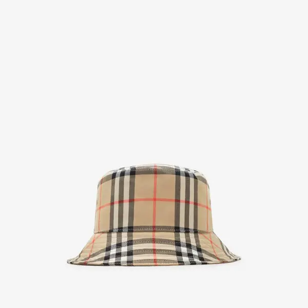 Burberry Check Cotton Bucket Hat - Sand Beige