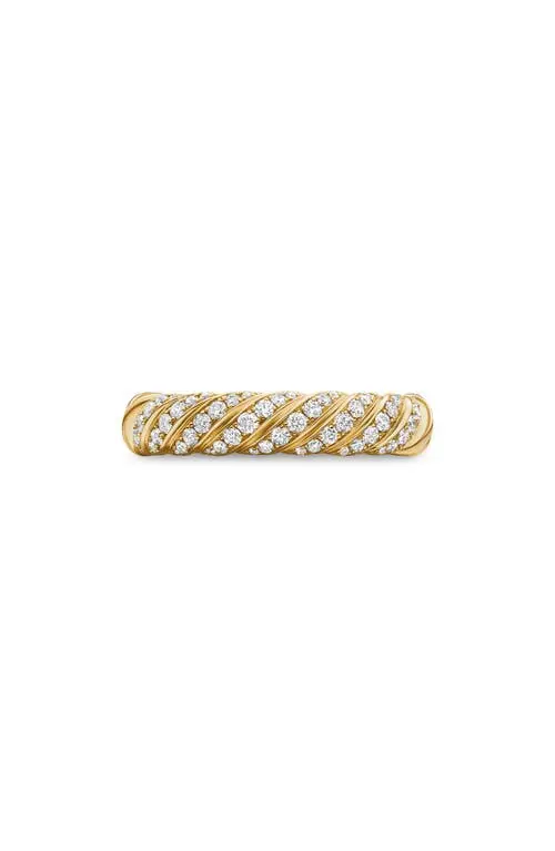 David Yurman Sculpted Cable Pavé Diamond Band Ring - 18k Yellow Gold/diamond