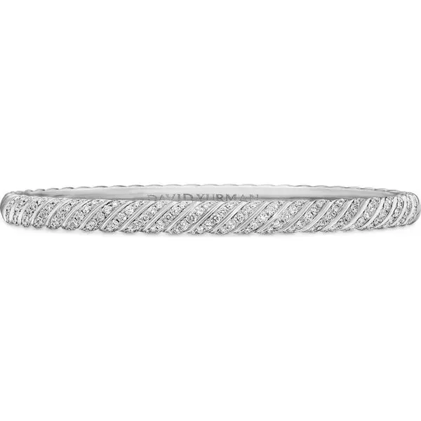 David Yurman Sculpted Cable Bangle Bracelet With Diamonds - 18k White Gold/diamond
