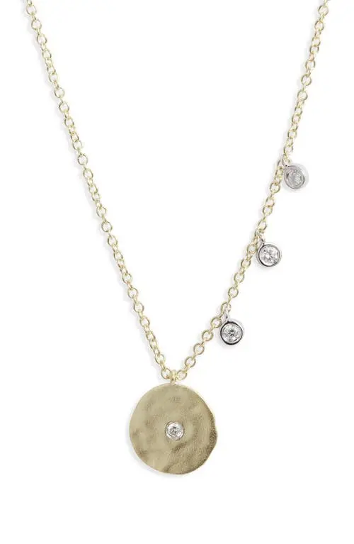 Meira T Hammered Disc Diamond Pendant Necklace - Yellow Gold