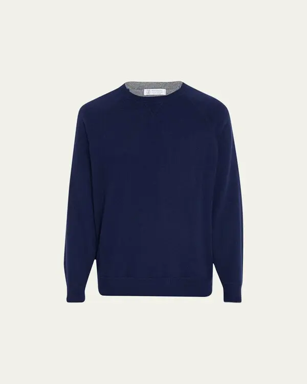 Brunello Cucinelli Cashmere Raglan Crewneck Sweater - Navy