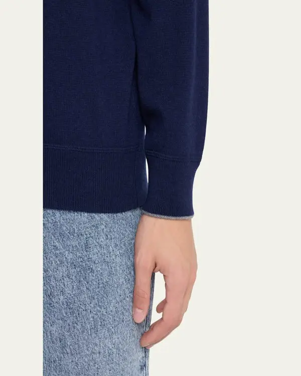 Brunello Cucinelli Cashmere Raglan Crewneck Sweater - Navy