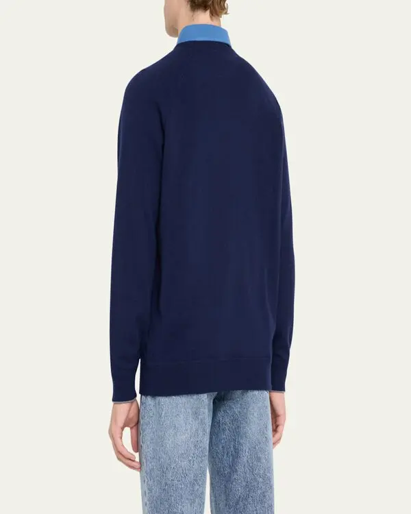 Brunello Cucinelli Cashmere Raglan Crewneck Sweater - Navy