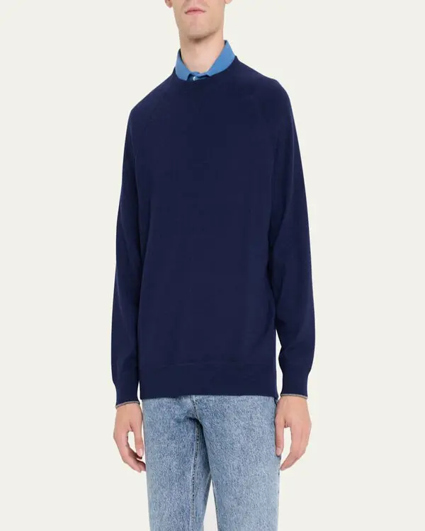 Brunello Cucinelli Cashmere Raglan Crewneck Sweater - Navy