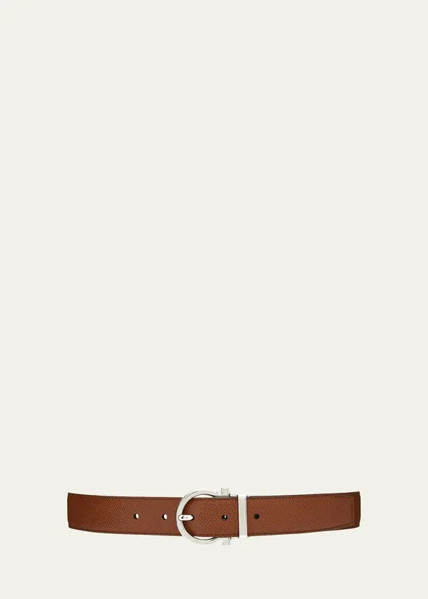 FERRAGAMO Reversible Leather Gancio-buckle Belt