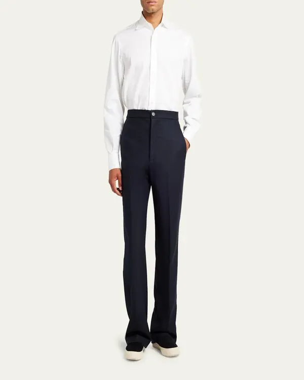SETCHU Flannel Straight Leg Trousers
