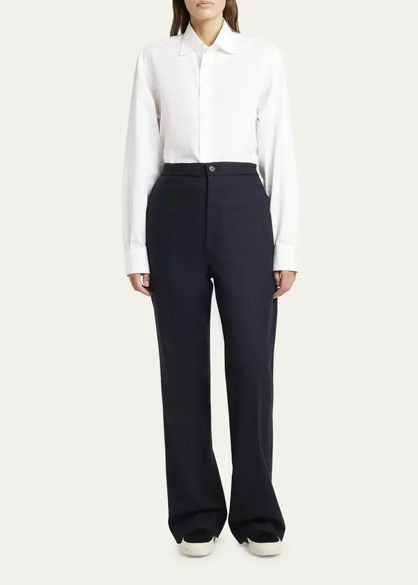 SETCHU Flannel Straight Leg Trousers