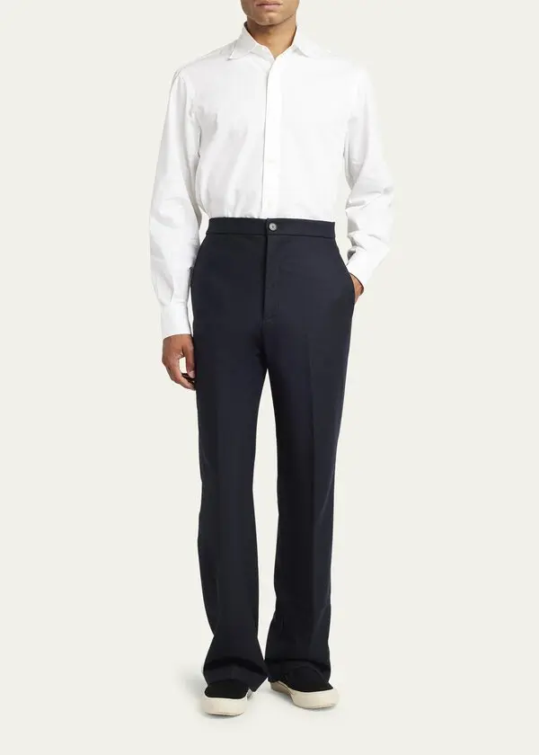 SETCHU Flannel Straight Leg Trousers
