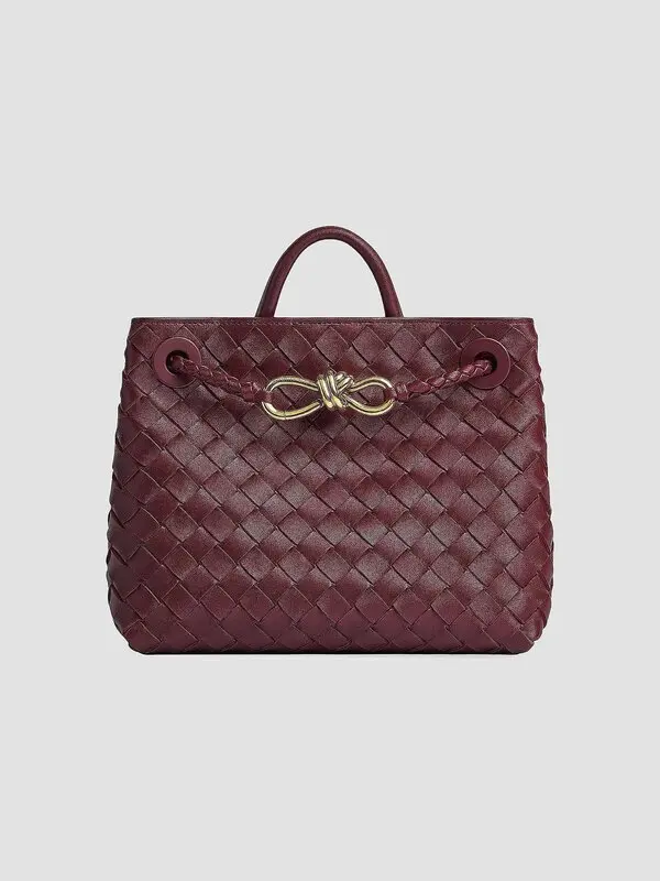 Bottega Veneta Andiamo Intrecciato Leather Top-handle Bag - Barolo