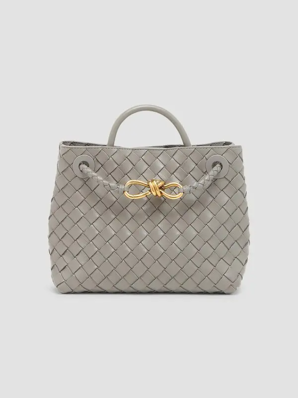 Bottega Veneta Andiamo Intrecciato Leather Top-handle Bag - Basalt