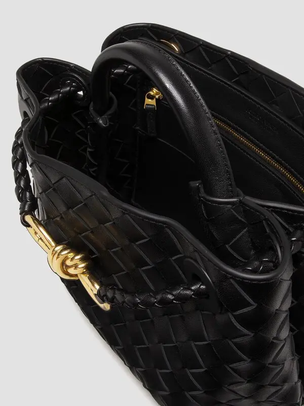 Bottega Veneta Andiamo Intrecciato Leather Top-handle Bag - Black Brass