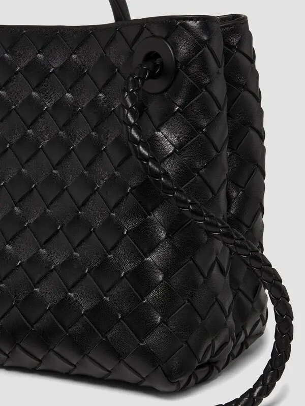 Bottega Veneta Andiamo Intrecciato Leather Top-handle Bag - Black Brass