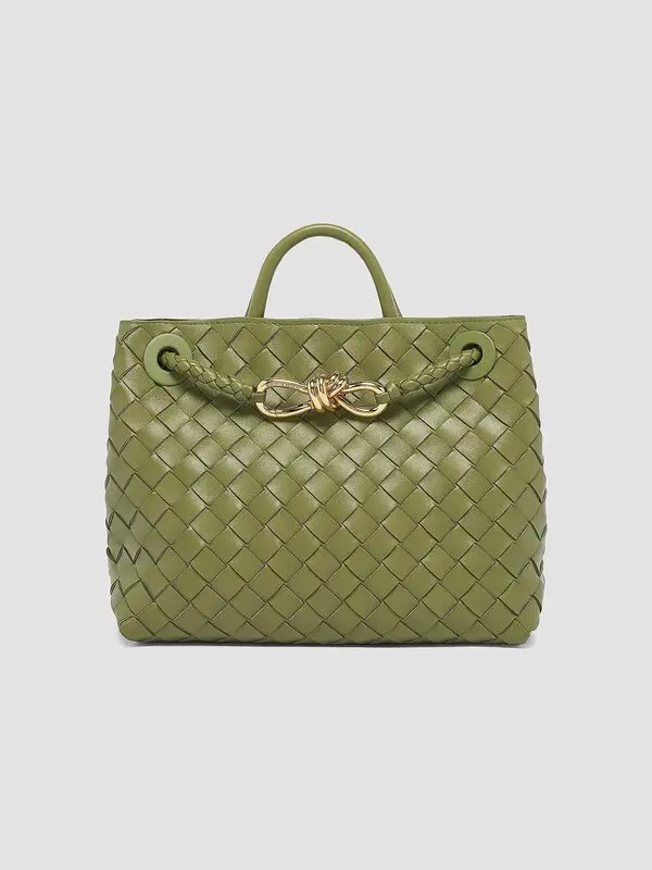 Bottega Veneta Andiamo Intrecciato Leather Top-handle Bag - Matcha