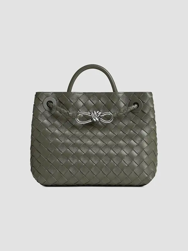 Bottega Veneta Andiamo Intrecciato Leather Top-handle Bag - Pickle
