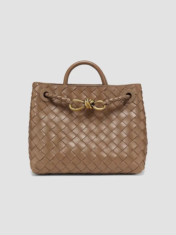 Bottega Veneta Andiamo Intrecciato Leather Top-handle Bag - Pinecone