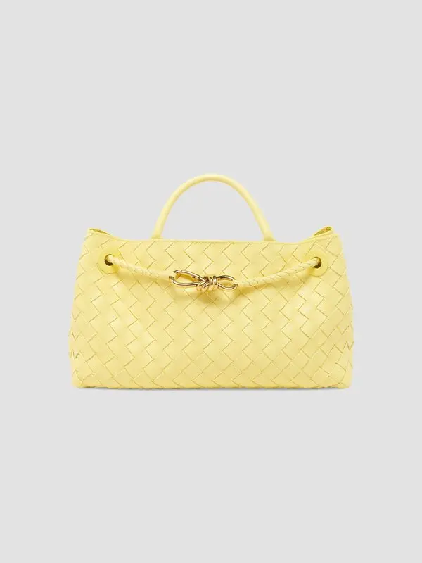 Bottega Veneta East-west Andiamo Intrecciato Leather Top-handle Bag - Sherbert