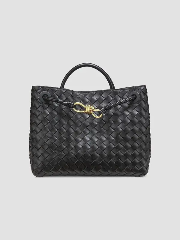 Bottega Veneta Andiamo Intrecciato Leather Top-handle Bag - Black