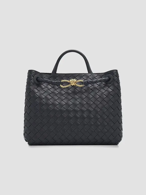 Bottega Veneta Andiamo Intrecciato Leather Top-handle Bag - Midnight
