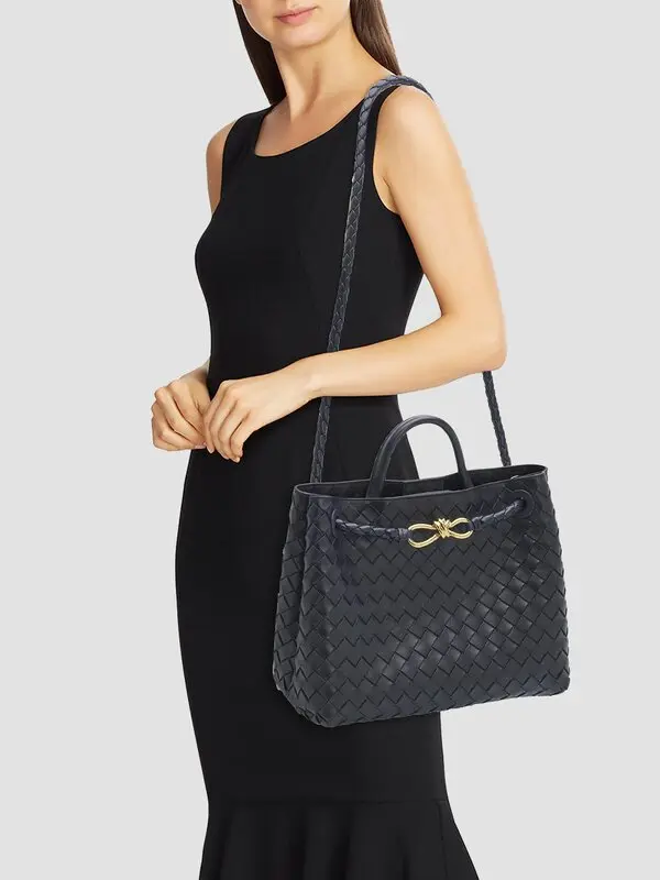 Bottega Veneta Andiamo Intrecciato Leather Top-handle Bag - Midnight