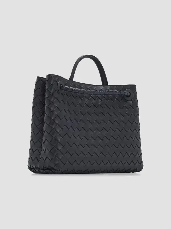 Bottega Veneta Andiamo Intrecciato Leather Top-handle Bag - Midnight