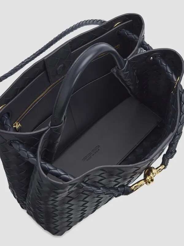 Bottega Veneta Andiamo Intrecciato Leather Top-handle Bag - Midnight