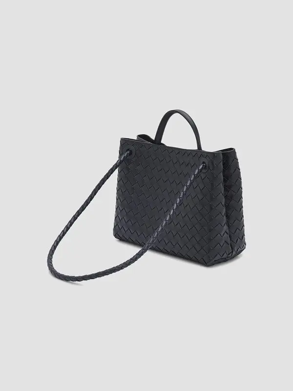 Bottega Veneta Andiamo Intrecciato Leather Top-handle Bag - Midnight