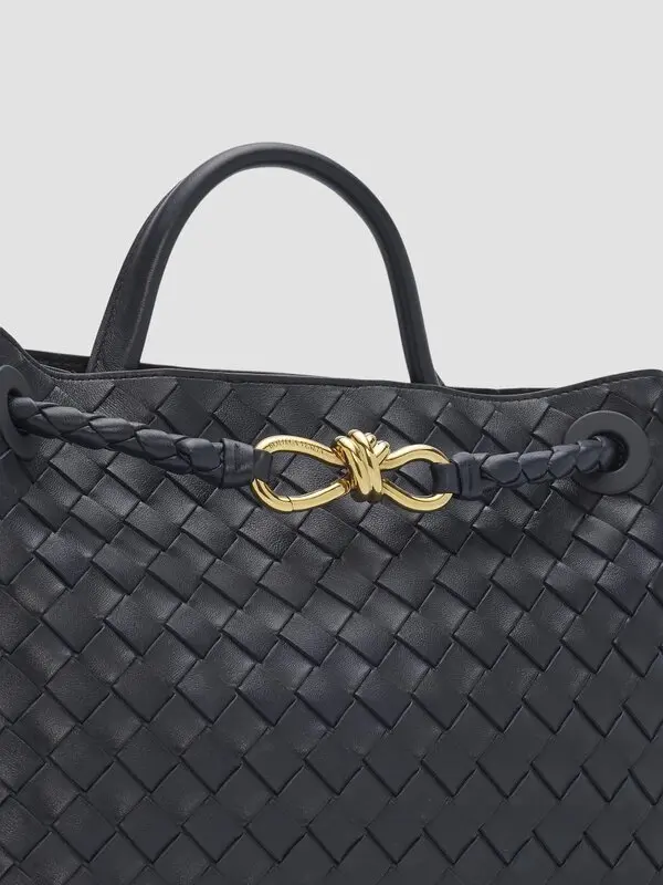 Bottega Veneta Andiamo Intrecciato Leather Top-handle Bag - Midnight