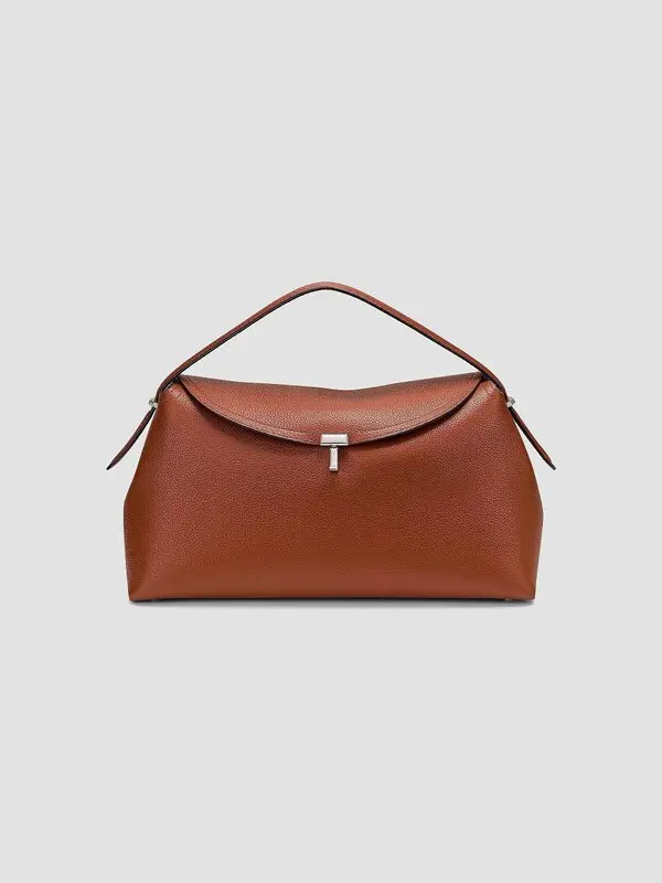 TOTEME T-lock Leather Top-handle Bag - Sienna