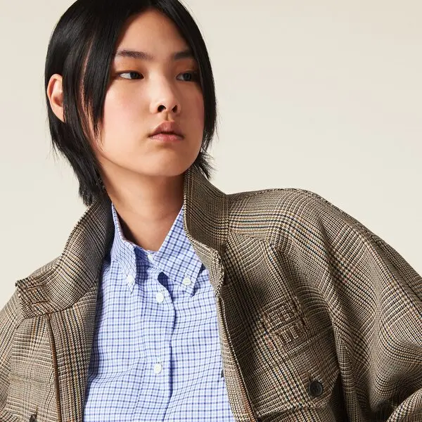 Miu Miu Prince Of Wales Checked Blouson Jacket - Tobacco