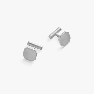 Shinola Octagonal Cufflinks In Sterling Engravable - Silver