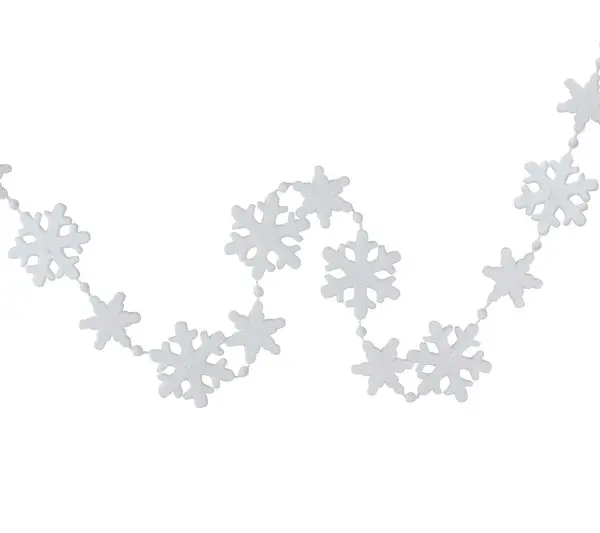 NORTHLIGHT 8' White Snowflake Beaded Christmas Arland